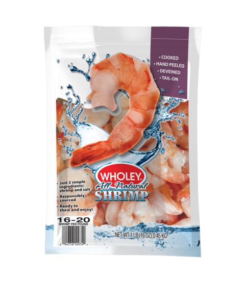 All Natural Cooked P&D Tail-On Shrimp | Wholey Seafood